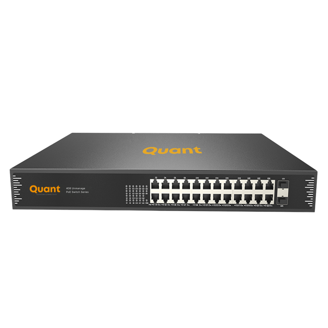408 Series – 24-Port Gigabit PoE+ Unmanaged Switch with 2 × SFP Uplink ...